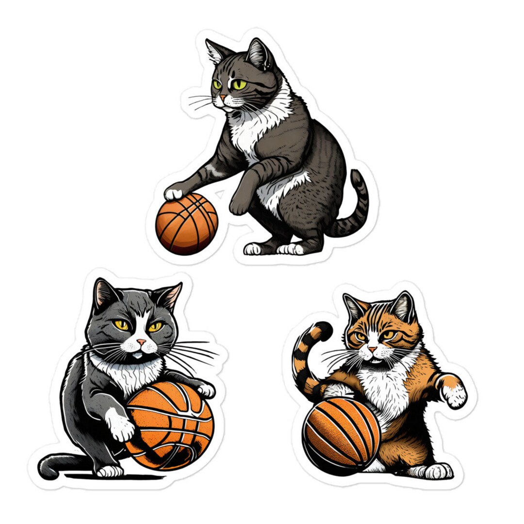 Basketball Cats Bubble-free Sticker Pack - Etsy