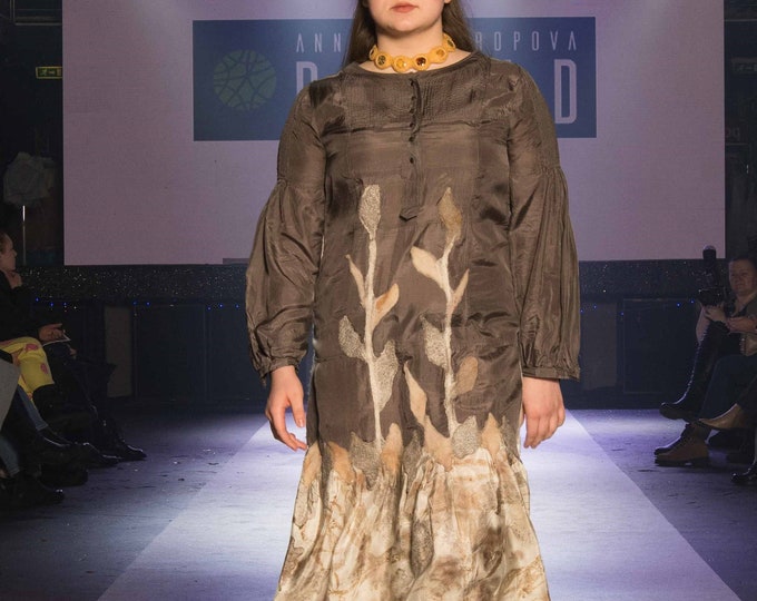 Boho Rustic Silk Dress, Raw Ahimsa Wild Silk, Long Bohemian Dress ...