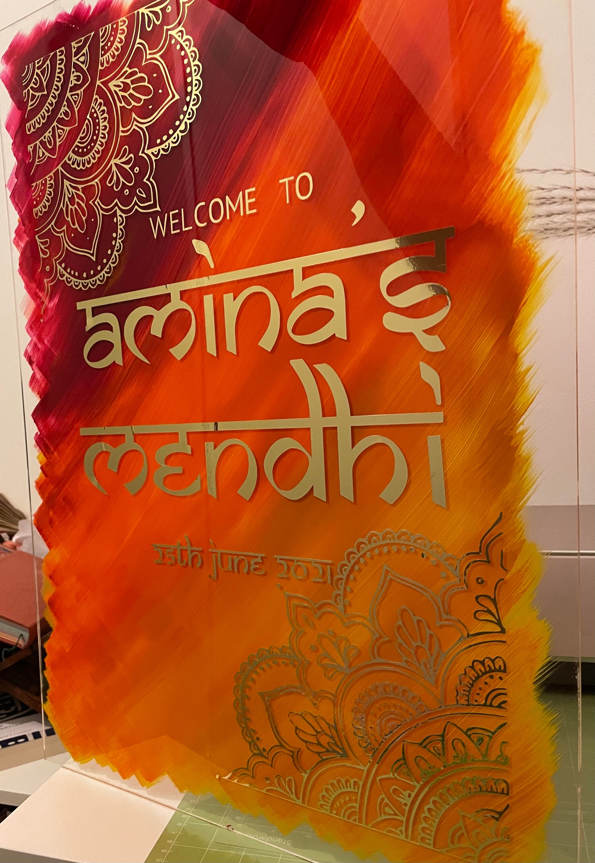 A2 Personalised Acrylic Mehndi / Mendhi Wedding Sign with | Etsy