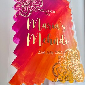 A2 Personalised Acrylic Mehndi / Mendhi Wedding Sign, With Mixed ...