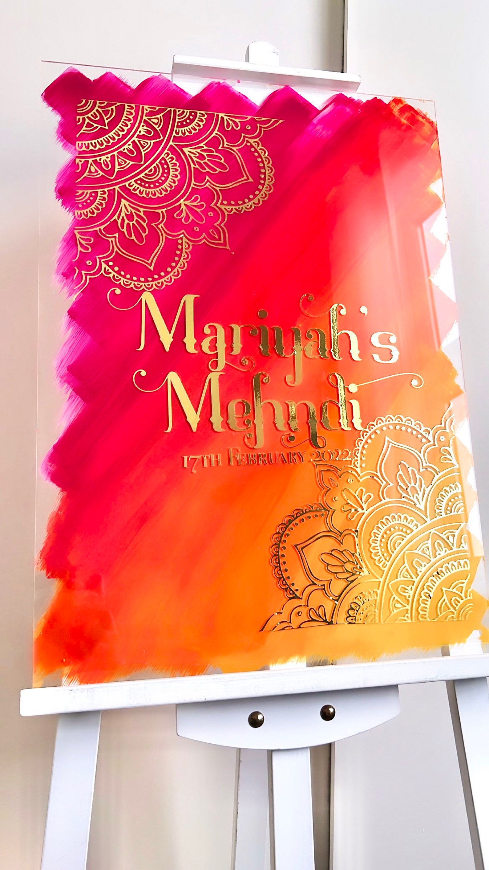 A2 Personalised Acrylic Mehndi / Mendhi Wedding Sign, With Mixed ...