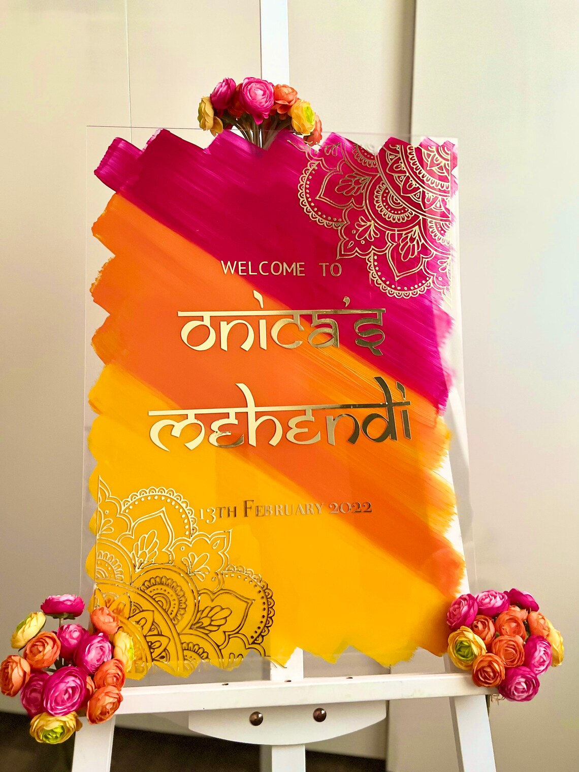 A2 Personalised Acrylic Mehndi / Mendhi Wedding Sign, With Mixed ...