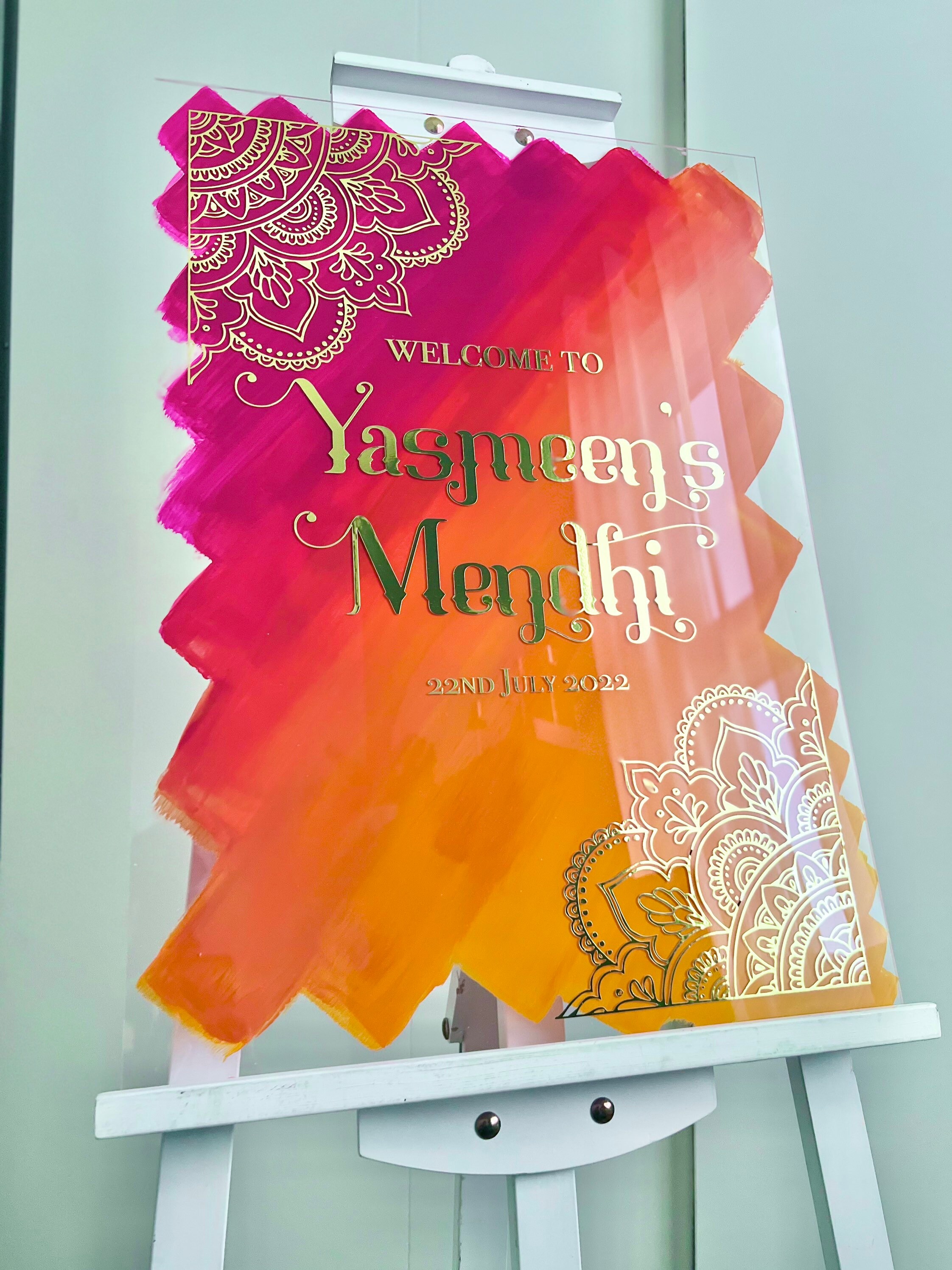 A2 Personalised Acrylic Mehndi / Mendhi Wedding Sign, With Mixed ...