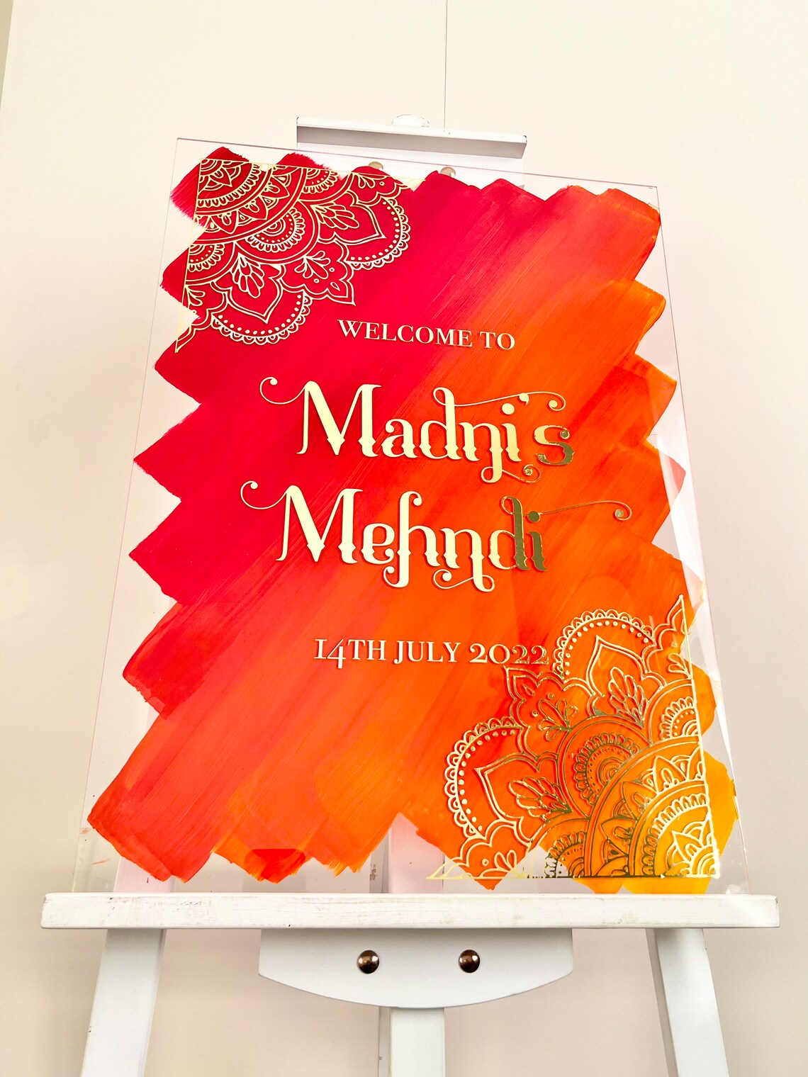A2 Personalised Acrylic Mehndi / Mendhi Wedding Sign, With Mixed ...