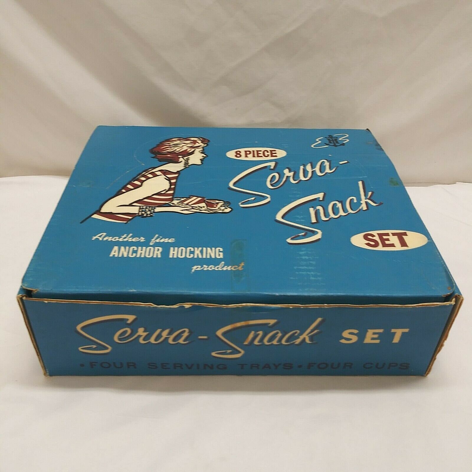 Kitchen & Dining 4 Trays & 4 Cups Vintage Anchor Hocking Serva-Snack 8 ...