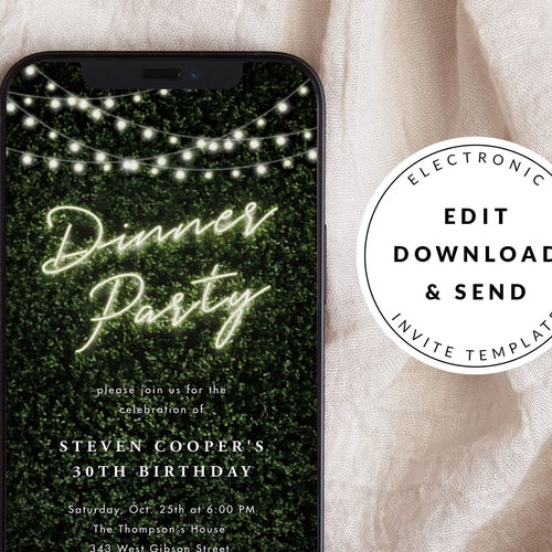 Neon Green Birthday Invitation Birthday Dinner Text Message - Etsy