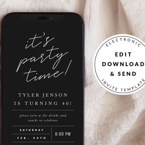Minimal Modern Party Digital Invitation Template Mobile - Etsy