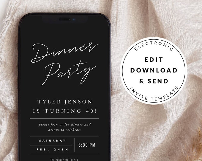 Dinner Party Invitation Minimalist Dinner Party Simple Party Invitation ...