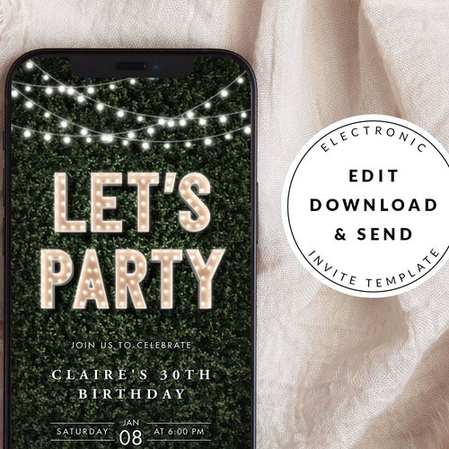 Minimal Modern Party Digital Invitation Template Mobile - Etsy