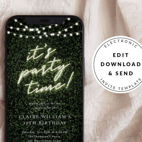 Minimal Modern Party Digital Invitation Template Mobile - Etsy