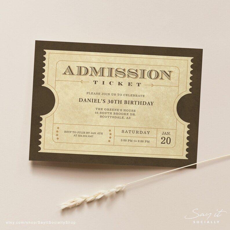 Genuine Admission Ticket Invitations Party Invite Vintage - Etsy