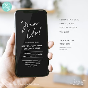 Minimal Business Invitation, Custom Digital Mobile Text Message Invite ...