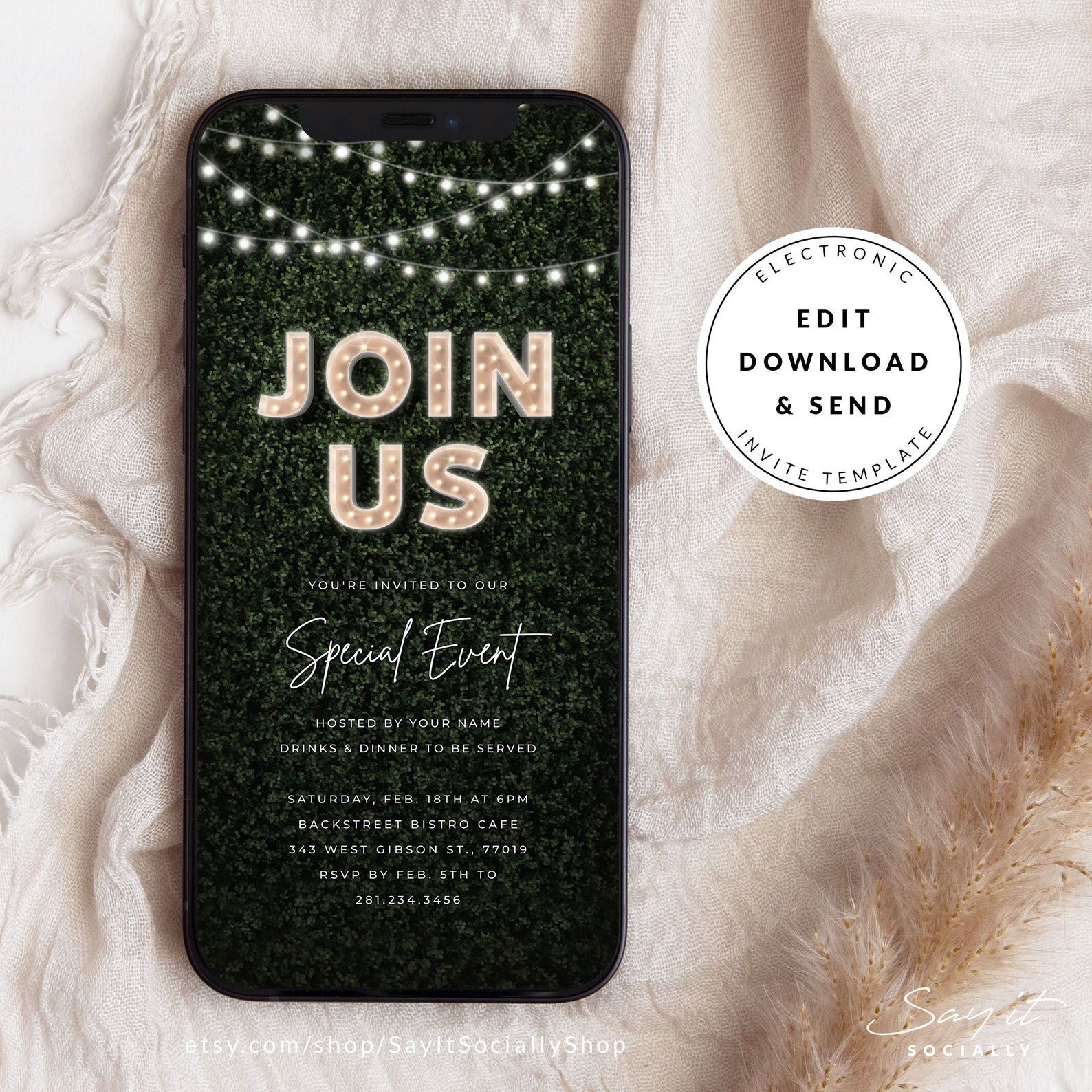 Join Us Text Message Invitation Template Editable Event Evite - Etsy