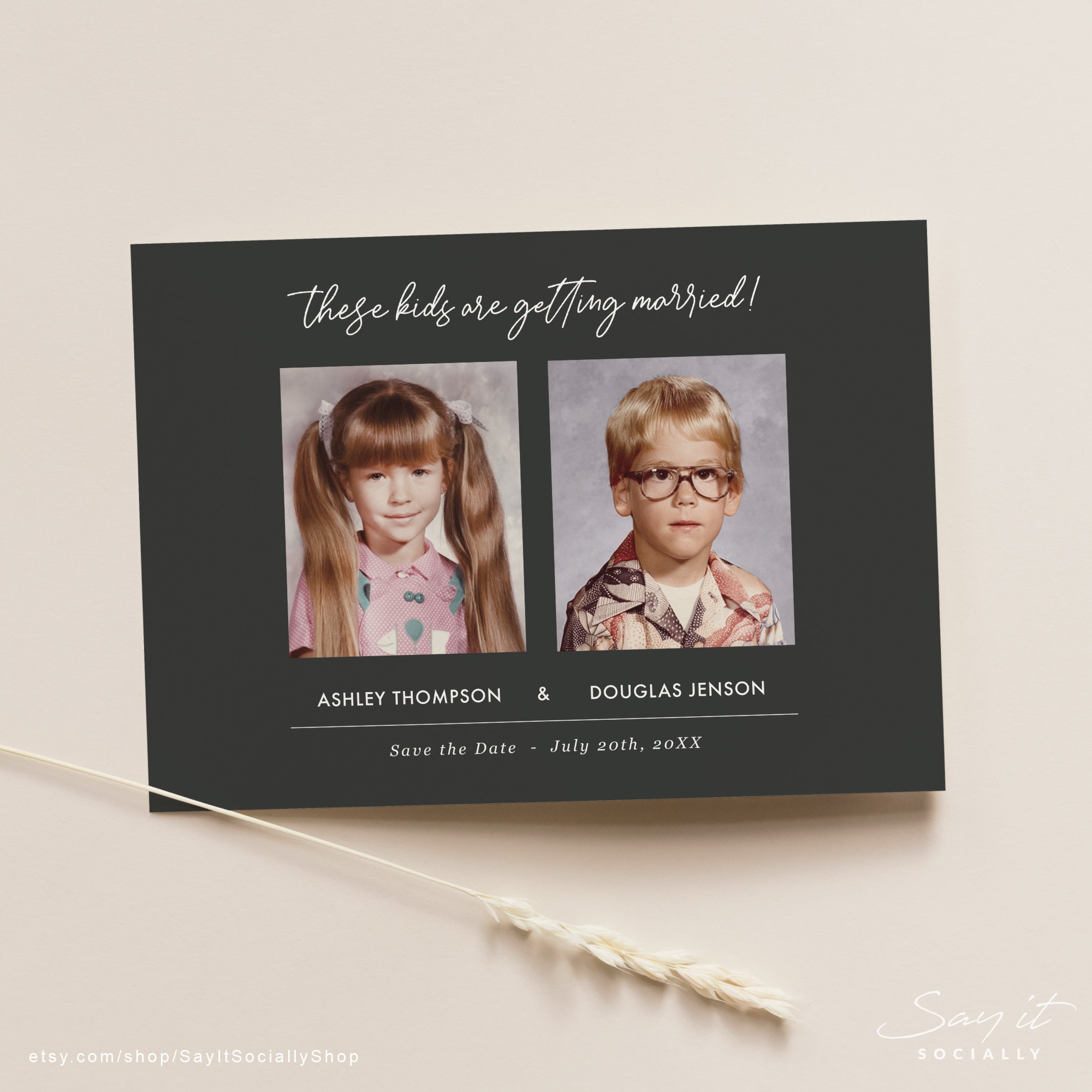 Funny Save the Date Template With Photo From Childhood, Printable ...