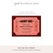Red Admit One Ticket Invitations Template, Show Ticket Invite for Party ...