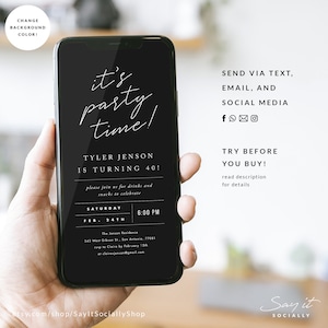 Minimal Modern Party Digital Invitation Template, Mobile Invitation, E ...