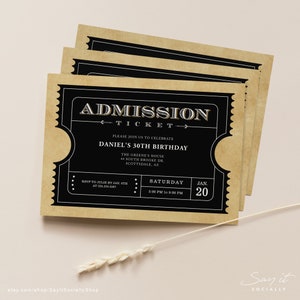 Black Ticket Invitations, Party Invitations, Vintage Ticket Style ...