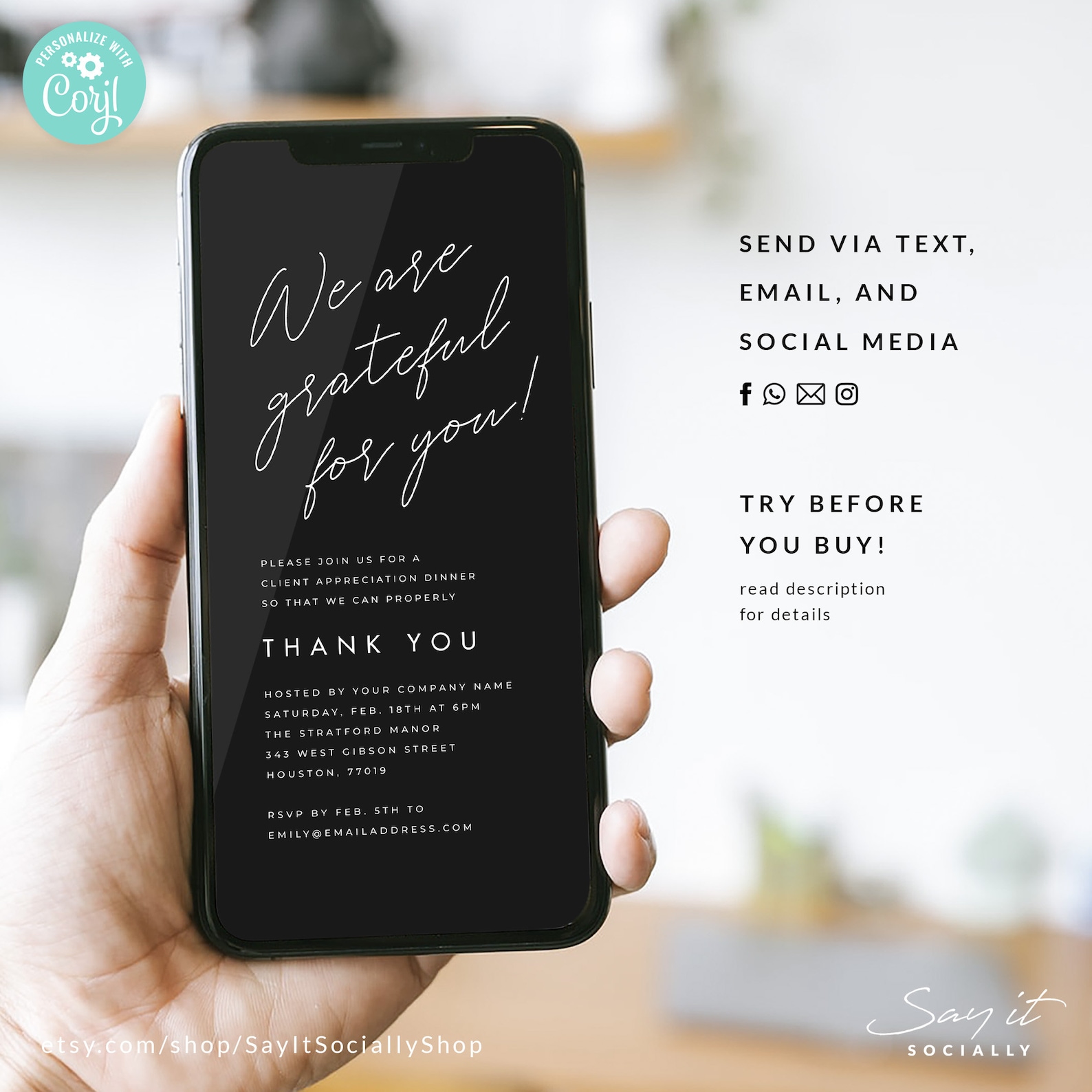 Modern Client Appreciation Invitation Digital Mobile Text - Etsy