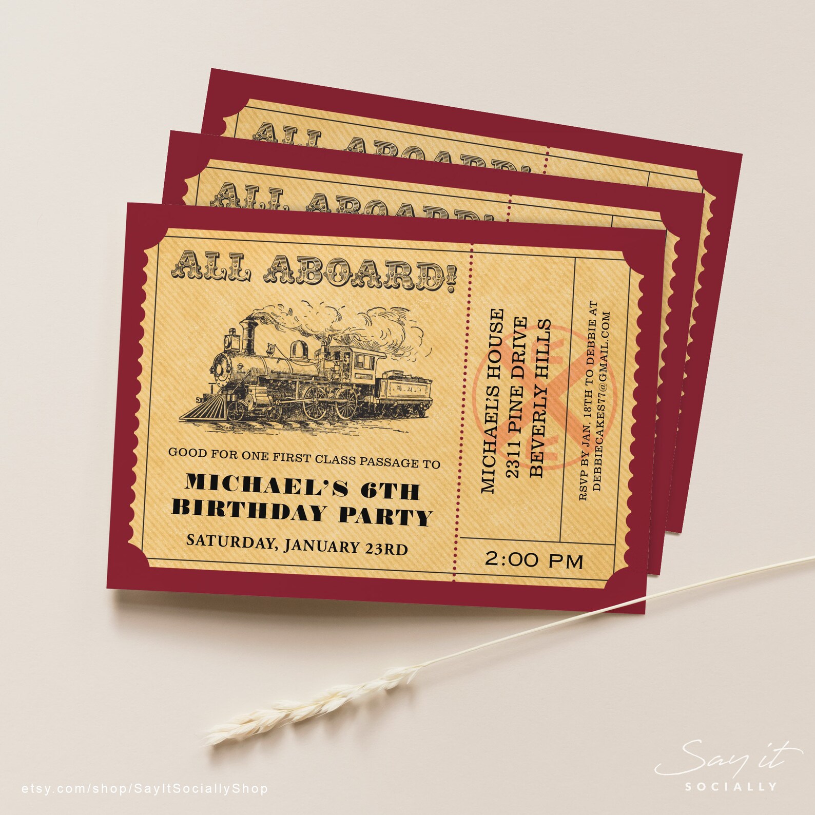 Train Ticket Invitations Train Birthday Party Invitation - Etsy