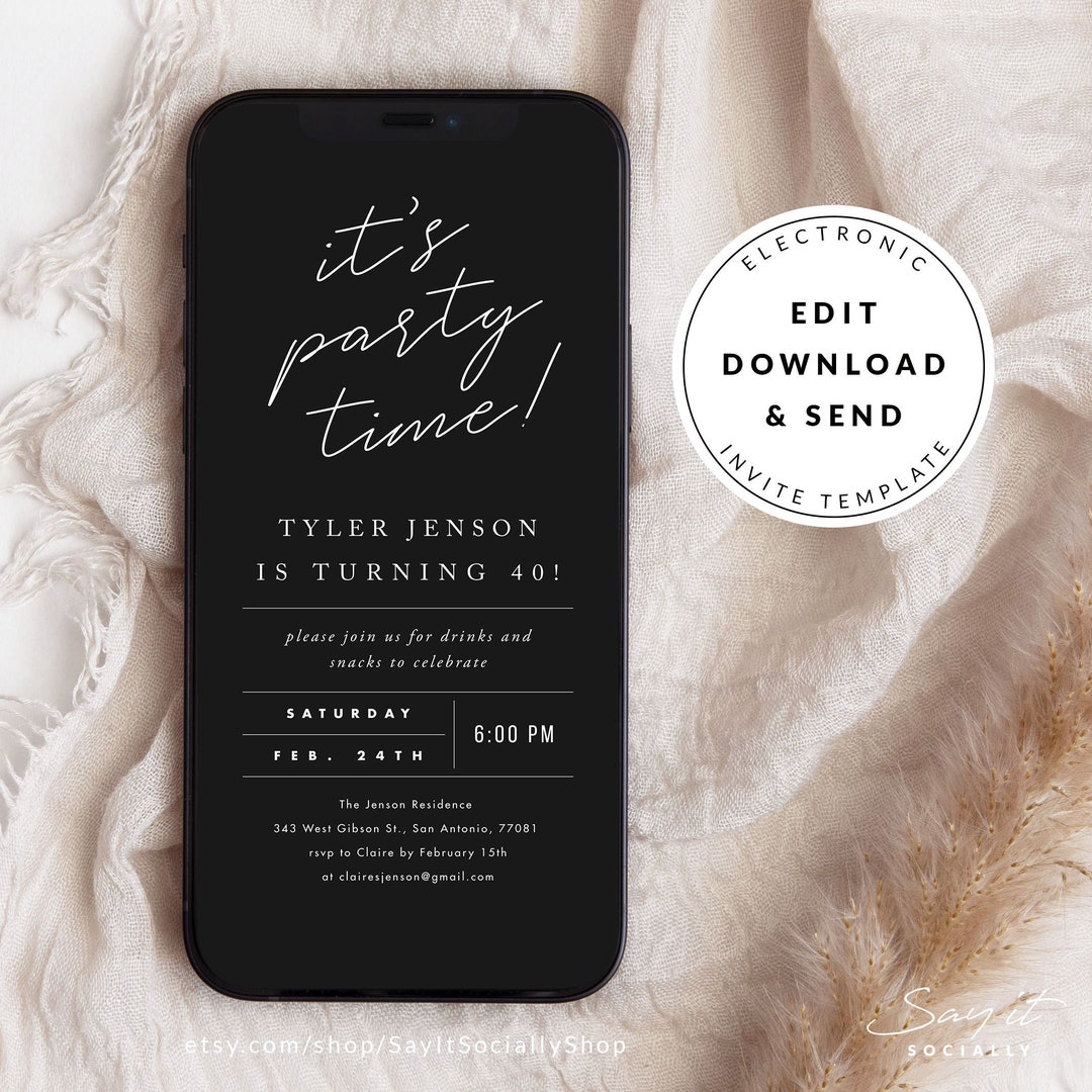 Minimal Modern Party Digital Invitation Template, Mobile Invitation, E ...