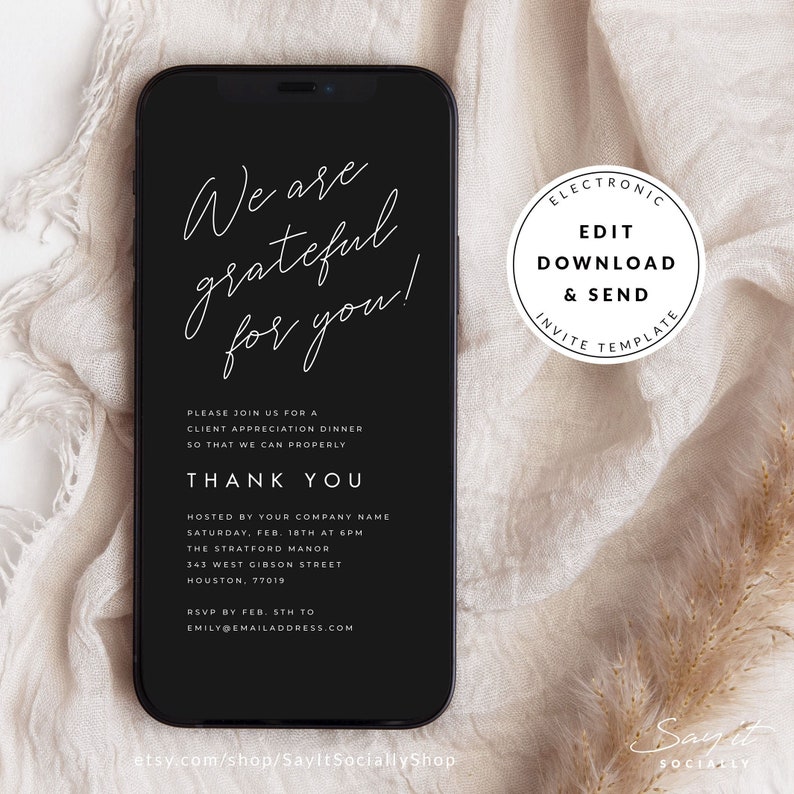 Modern Client Appreciation Invitation, Digital Mobile Text Message ...