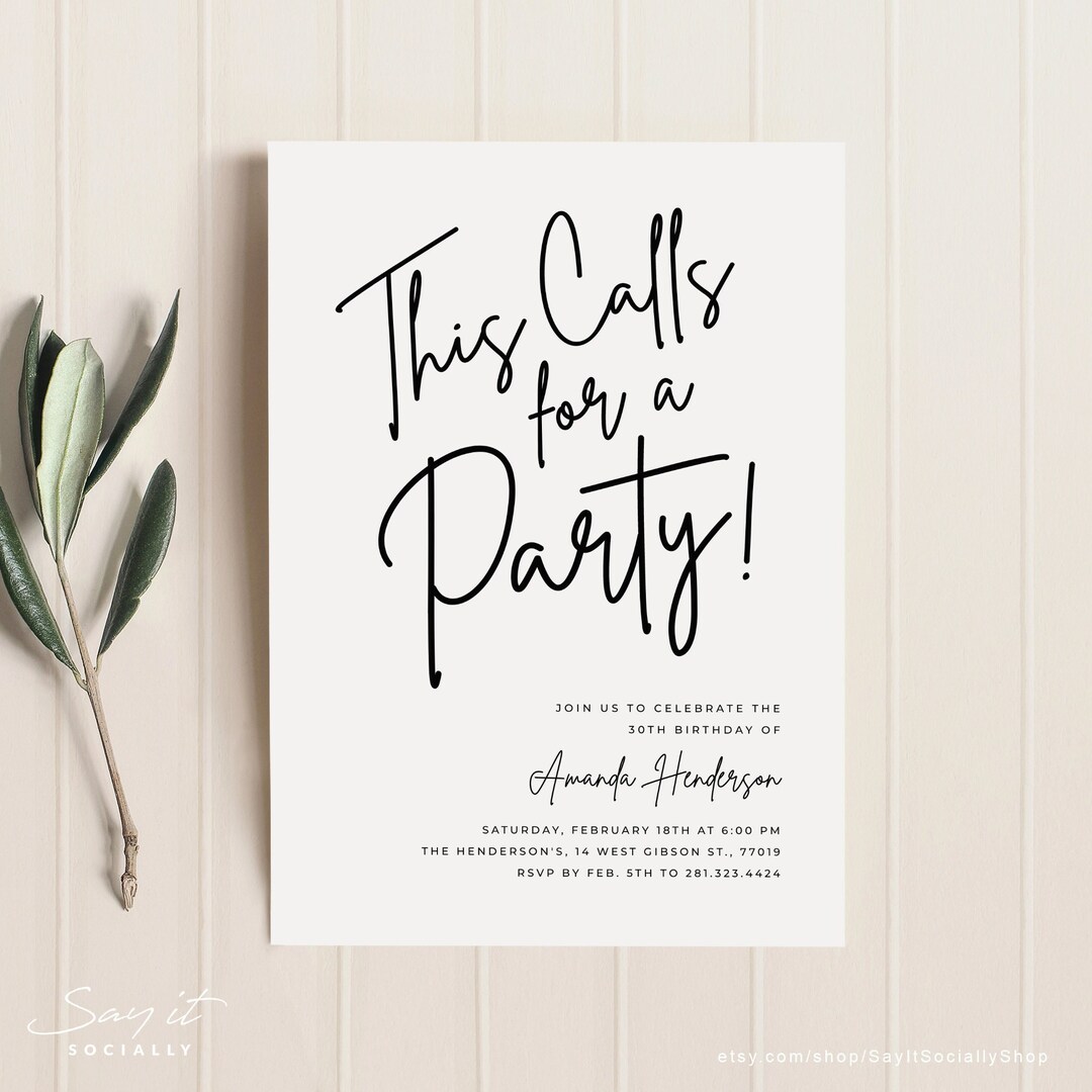 Stylish Modern Printable Party Invitation Template, Editable Download ...
