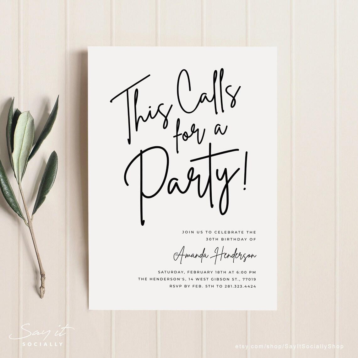Stylish Modern Printable Party Invitation Template Editable - Etsy