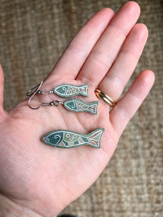 Handmade Fish Jewelry Accessory Set - Hair Clip - Nec… - Gem