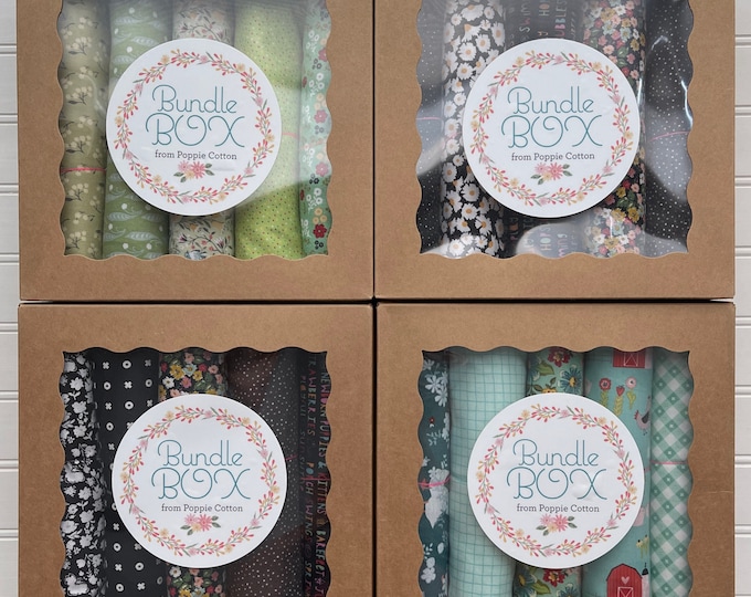 Poppie Cotton Fabrics Assorted ONE Yard BUNDLE BOX, Black, Teal and ...