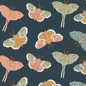 Lunar Moth Cotton Fabric: Moonbeam Dreams, Modern Quilting (half Yard ...