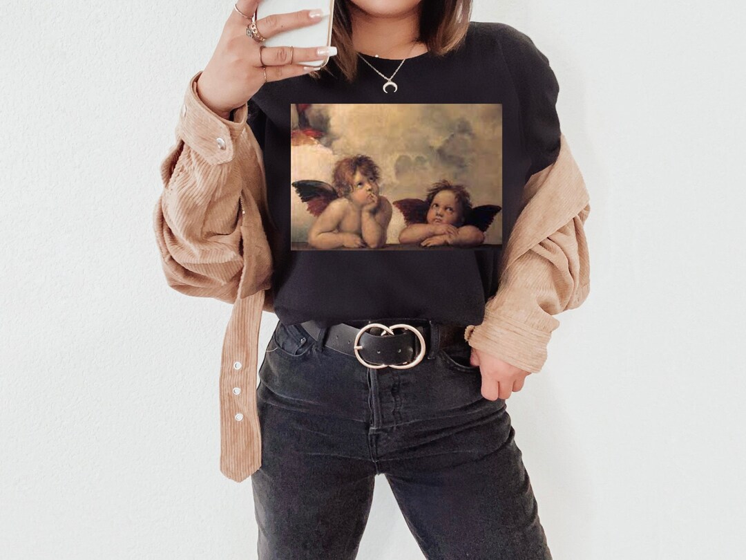 Two Bored Angels T-shirt, Raphael Sistine Chapel Art - Etsy
