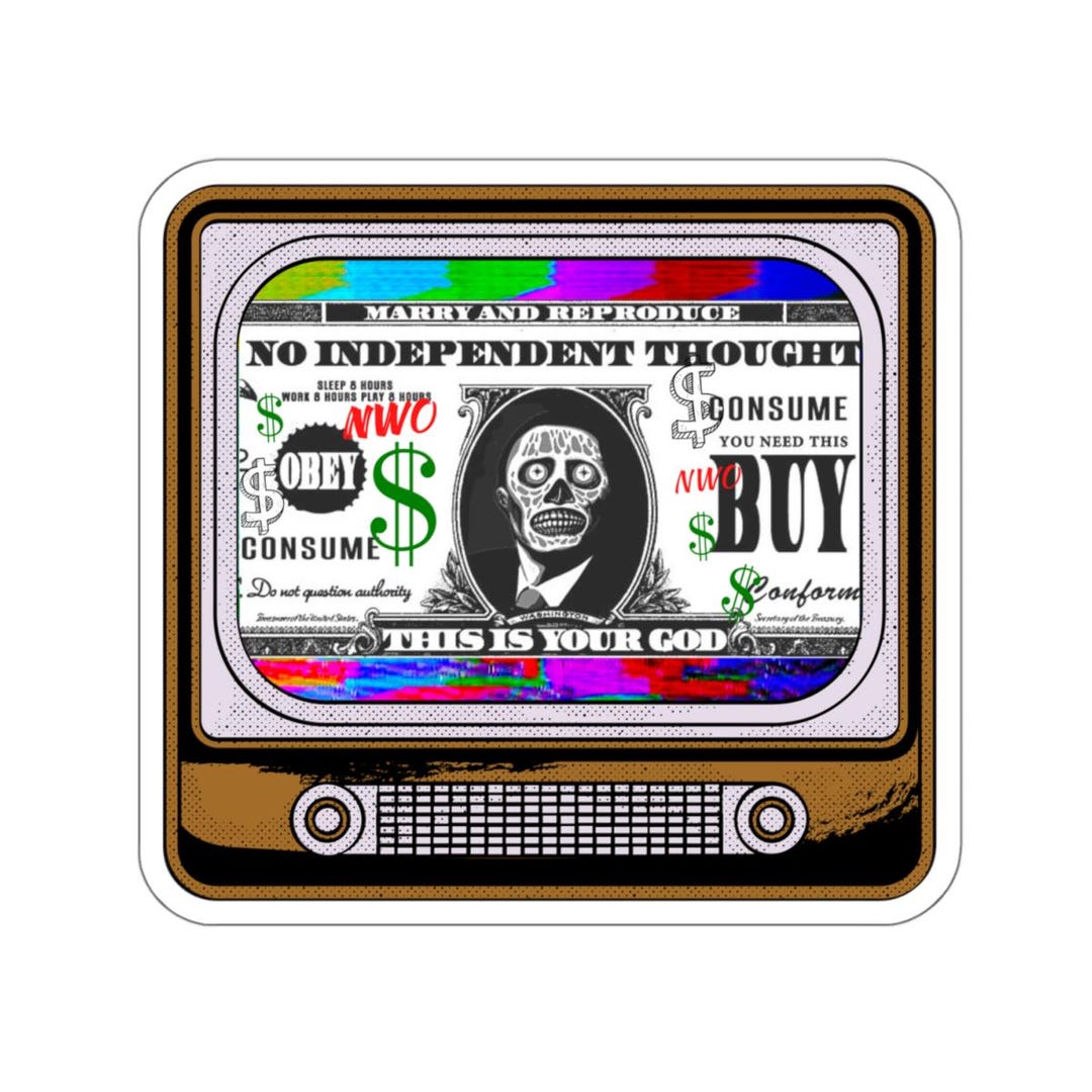 Obey & Consume Retro TV Sticker, Dystopian Art Decal - Etsy