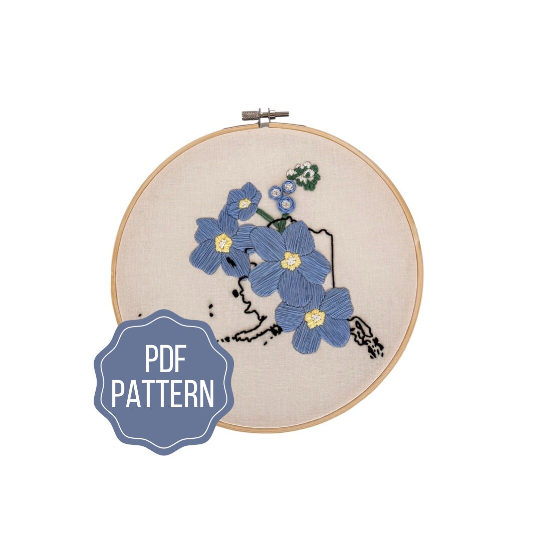 Alaska State Flower Embroidery Pattern | Forget-me-not DIY Instant ...