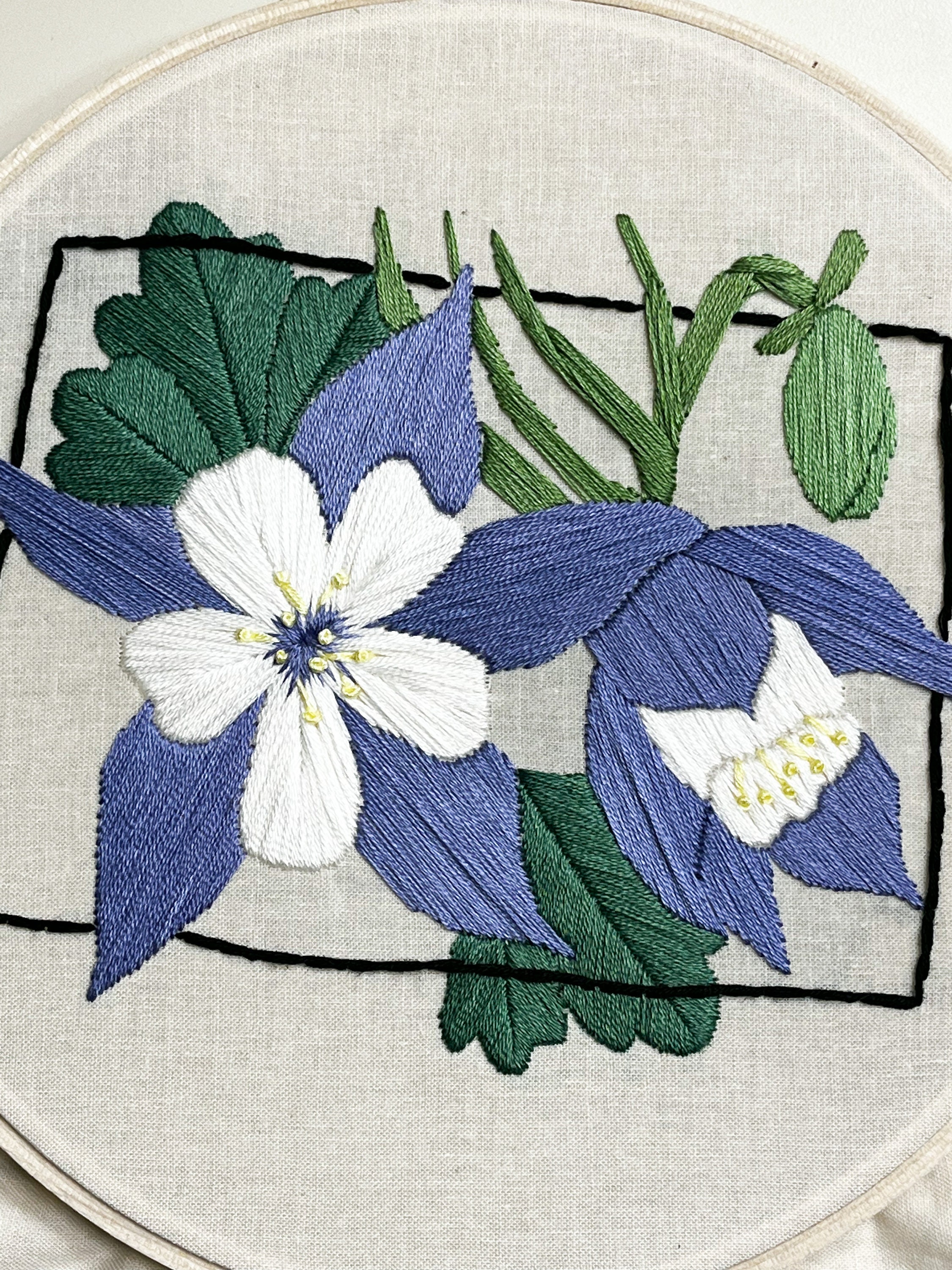 Colorado State Flower Embroidery Pattern | Rocky Mountain Columbine DIY ...