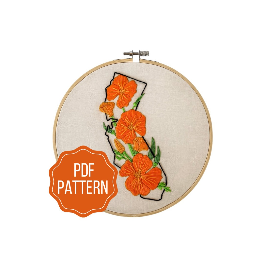 California State Flower Embroidery Pattern | California Poppy DIY ...