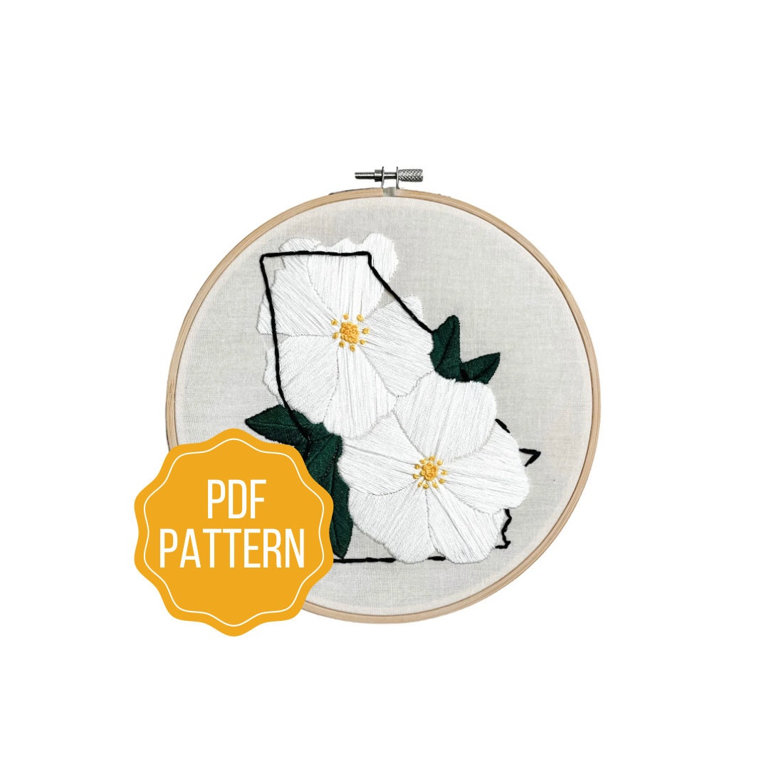 Georgia State Flower Embroidery Pattern | Cherokee Rose DIY Instant ...