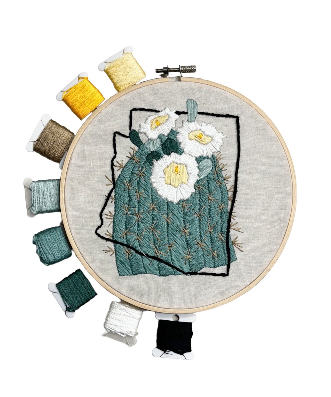 Arizona State Flower Embroidery Pattern | Saguaro Cactus Blossom DIY ...