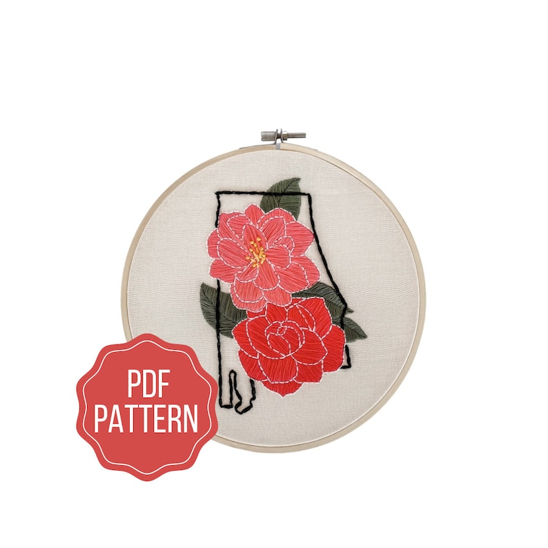 Alabama State Flower Embroidery Pattern | Camellia DIY Instant Download ...