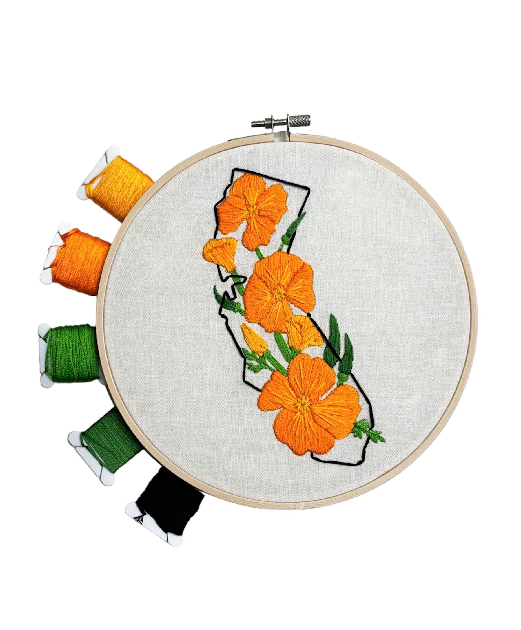 California State Flower Embroidery Pattern | California Poppy DIY Instant Download | Modern ...