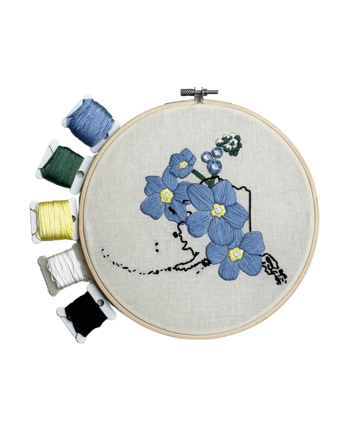 Alaska State Flower Embroidery Pattern | Forget-me-not DIY Instant Download | Modern Botanical ...