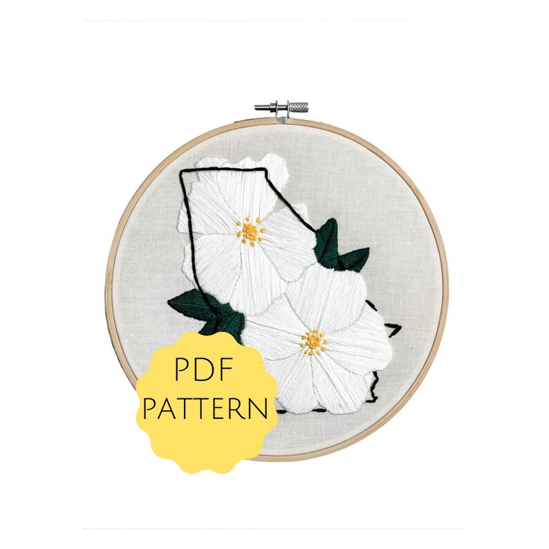 Georgia State Flower Embroidery Pattern Cherokee Rose DIY Instant ...
