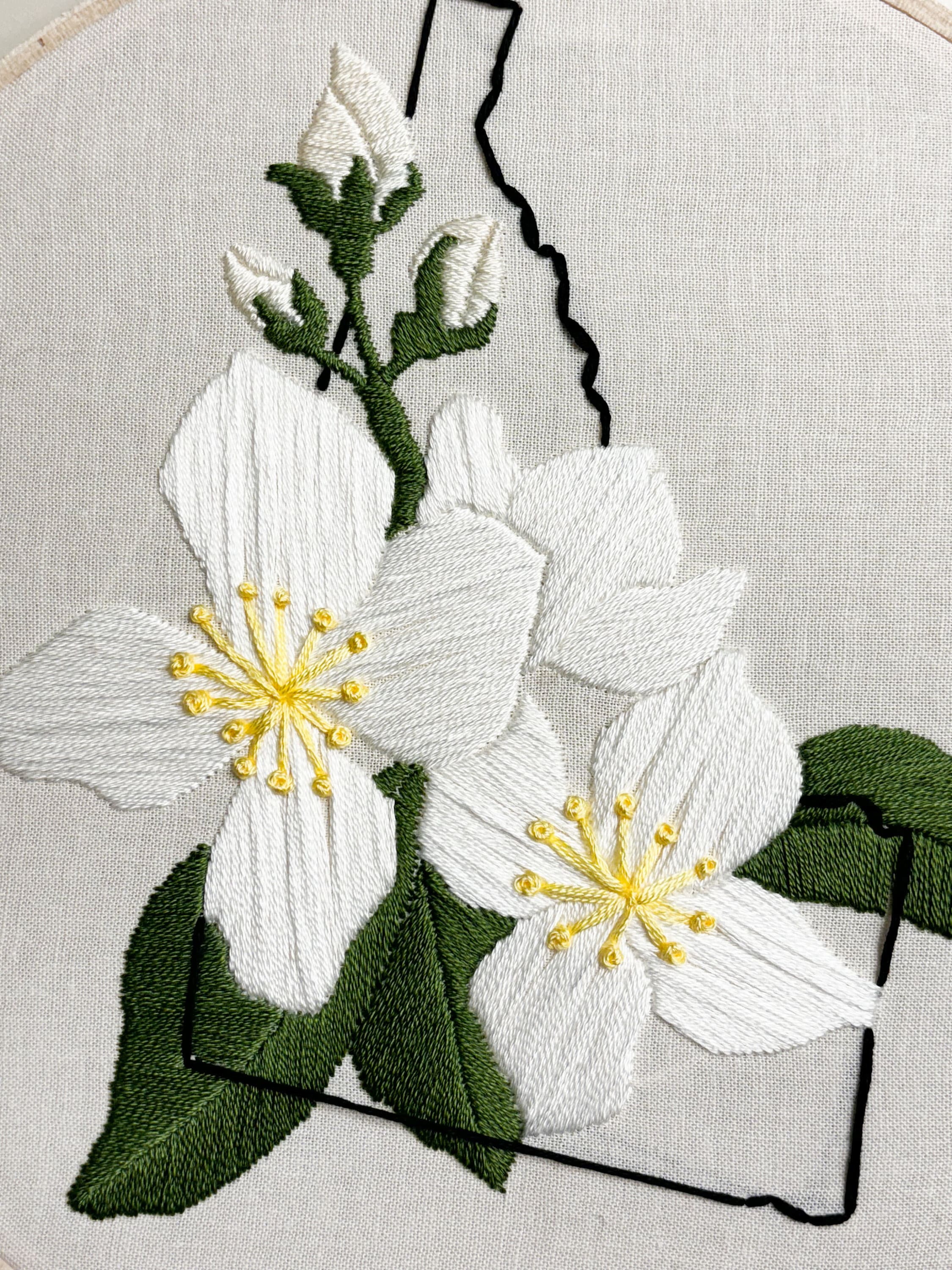 Idaho State Flower Embroidery Pattern | Syringa DIY Instant Download | Modern Botanical Hand ...