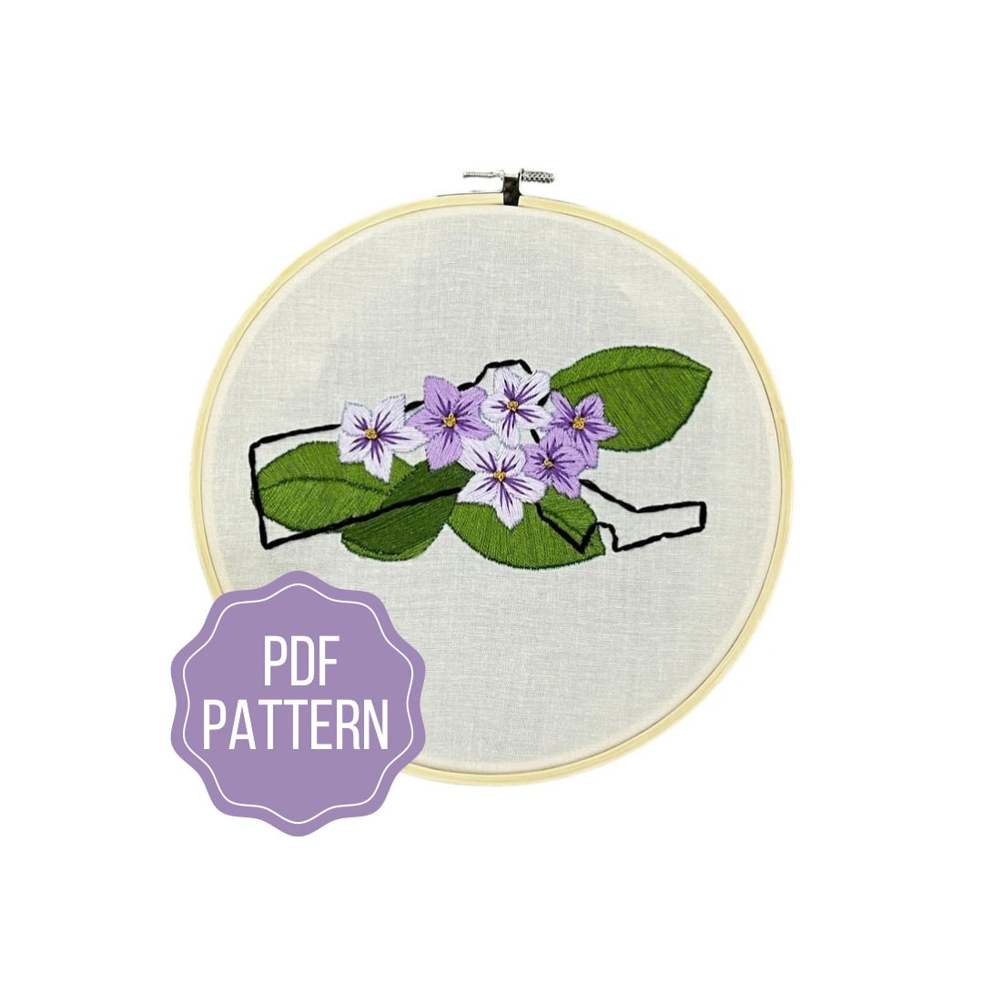 Massachusetts State Flower Embroidery Pattern | Mayflower DIY Instant ...