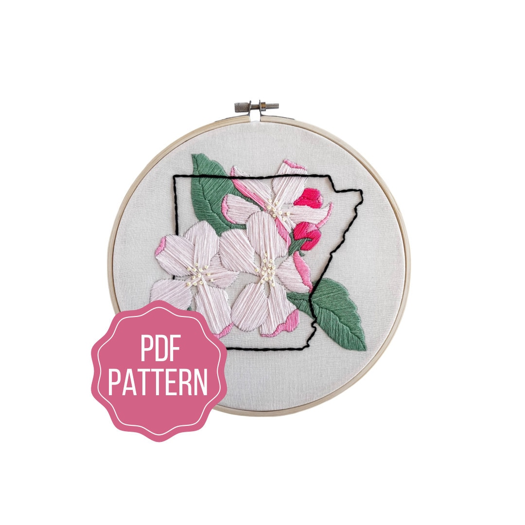 Arkansas State Flower Embroidery Pattern | Apple Blossom DIY Instant ...