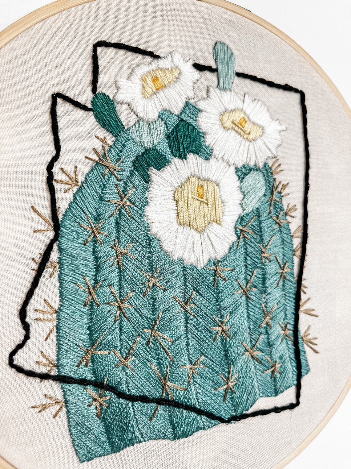 Arizona State Flower Embroidery Pattern | Saguaro Cactus Blossom DIY Instant Download | Modern ...
