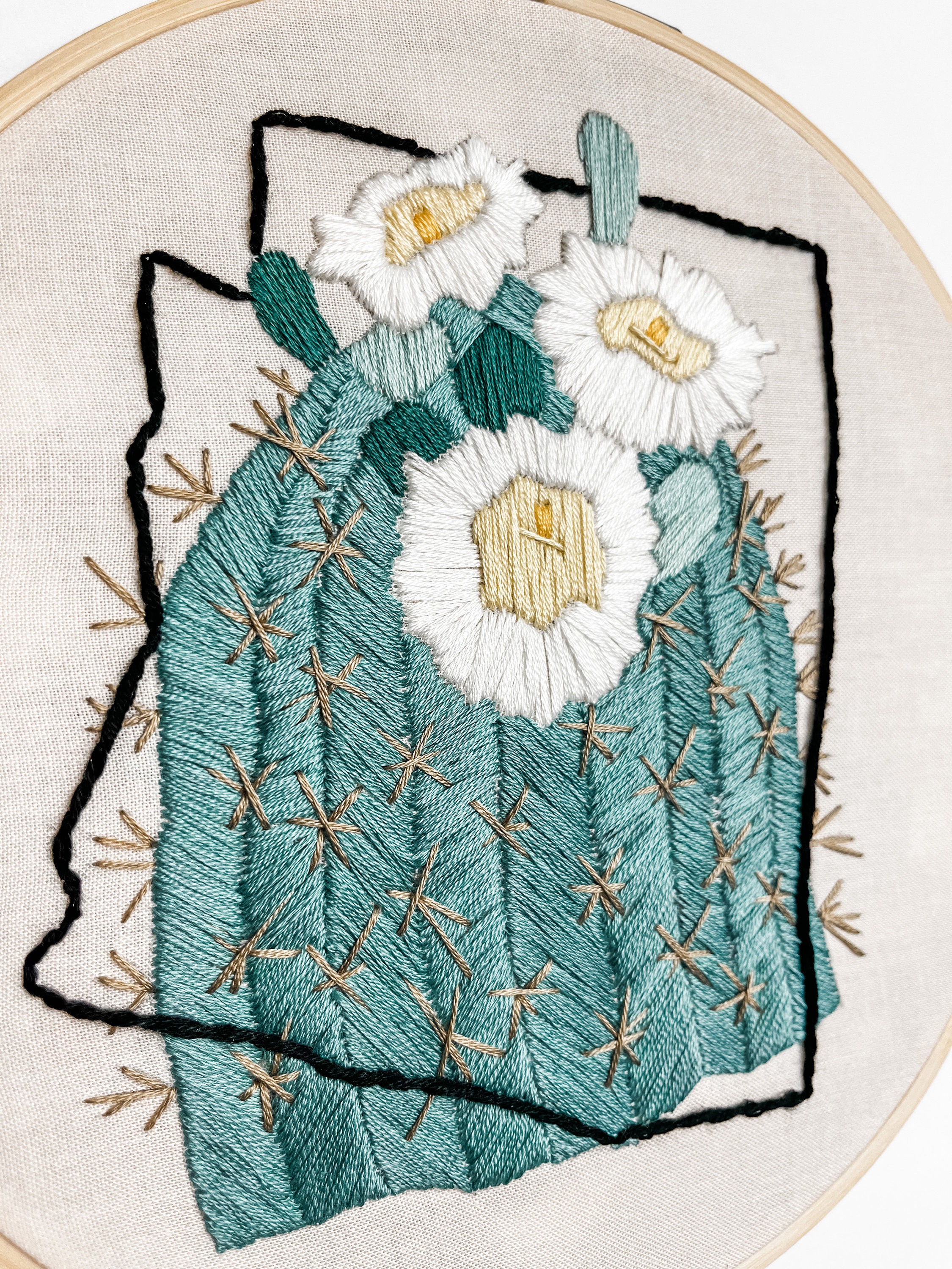 Arizona State Flower Embroidery Pattern | Saguaro Cactus Blossom DIY ...