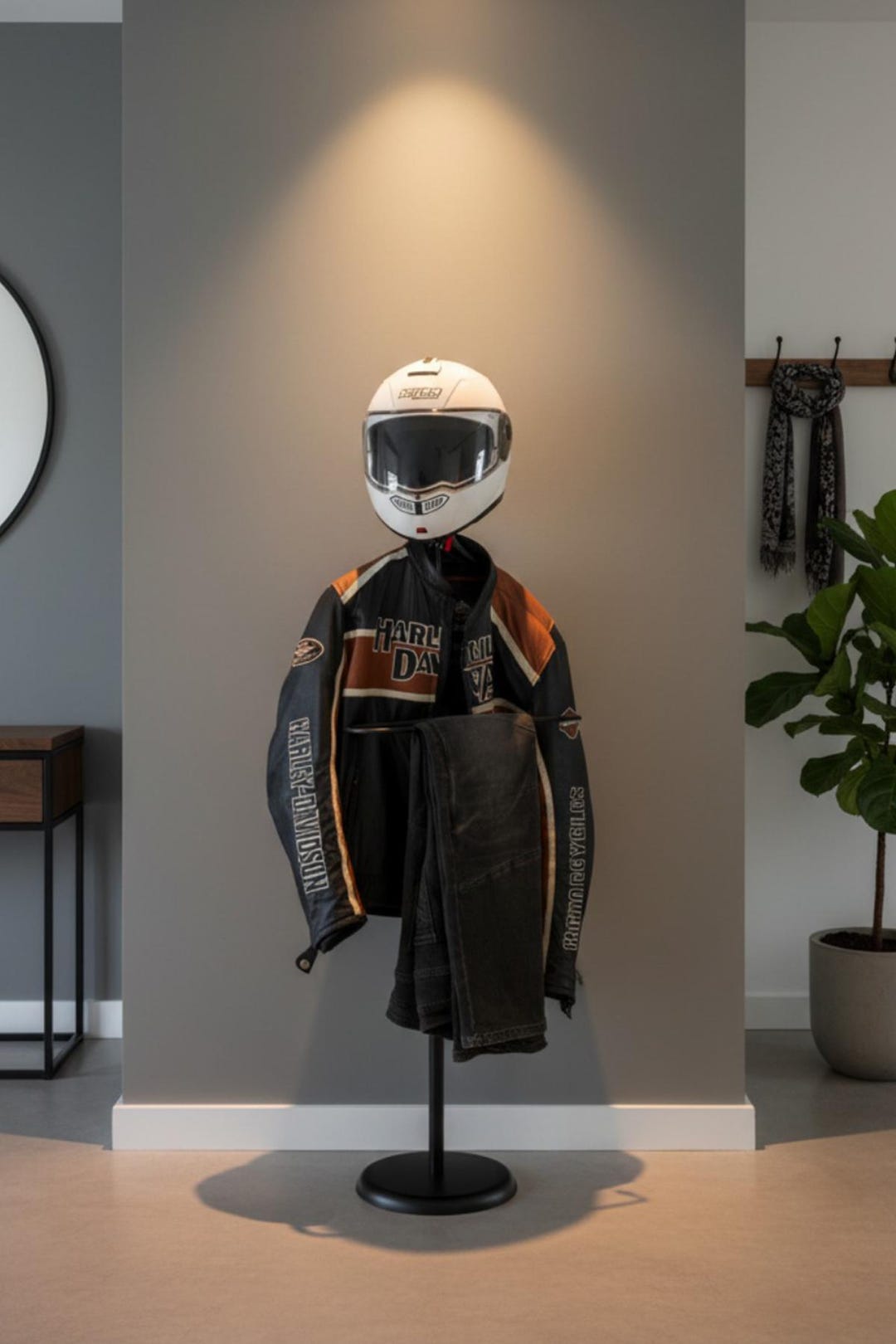 Biker Butler – Motorcycle Valet Stand With Helmet Holder | Metal Butler ...