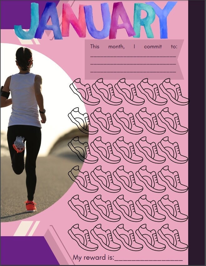 PRINTABLE January Running Goals Tracker / Journal Page / DIGITAL FILE ...