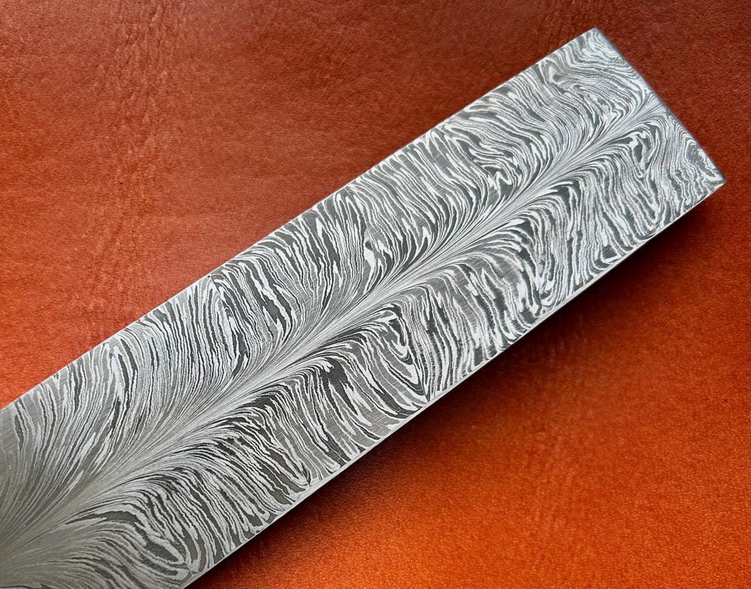 Hand Forged Damascus Steel Billet Bar 257x54 Mm Premium Quality Feather ...