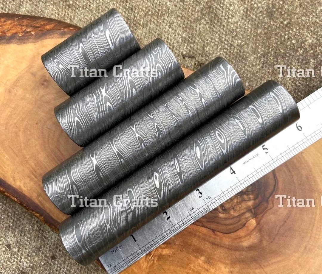Original Damascus Steel Rod 30mm Billets Bars Jewellery Rings Pen ...